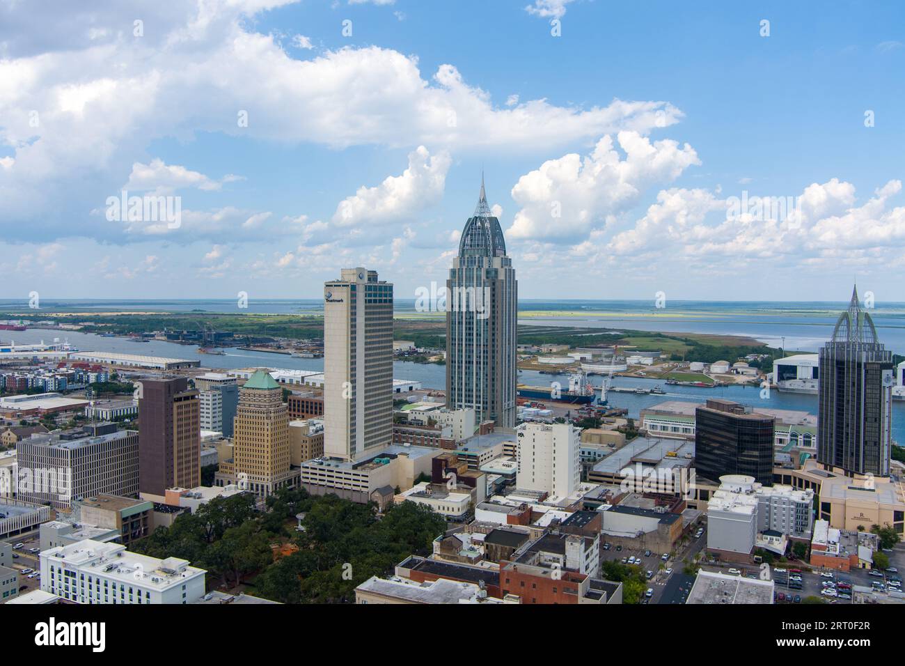 Aerial view of the downtown Mobile, Alabama waterfront skyline Stock ...
