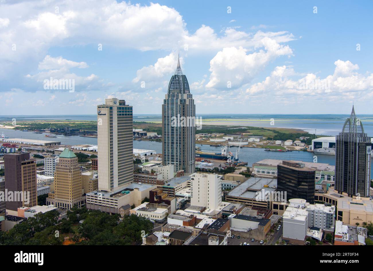 Aerial view of the downtown Mobile, Alabama waterfront skyline Stock ...