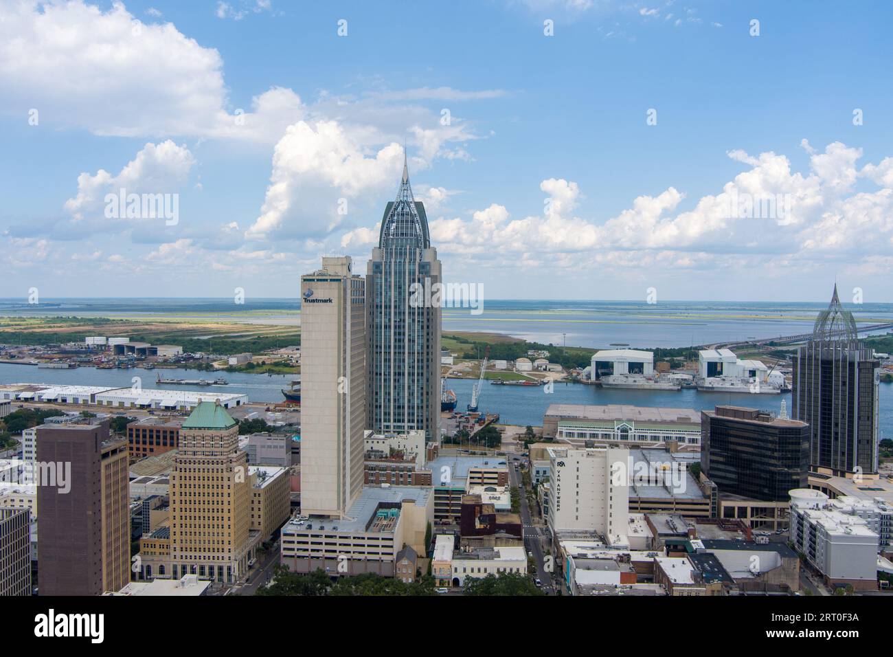 Aerial view of the downtown Mobile, Alabama waterfront skyline Stock ...