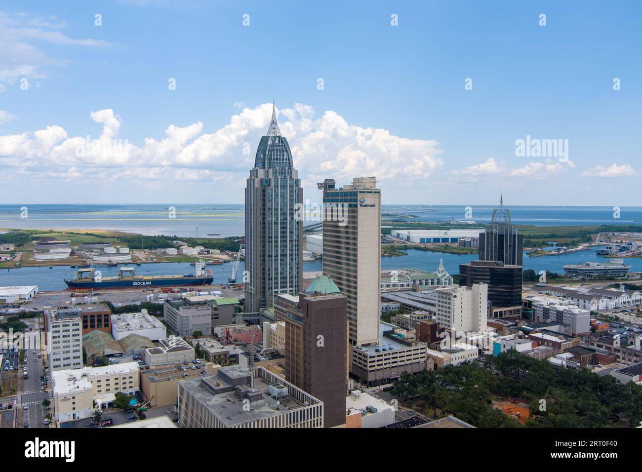 Aerial view of the downtown Mobile, Alabama waterfront skyline Stock ...