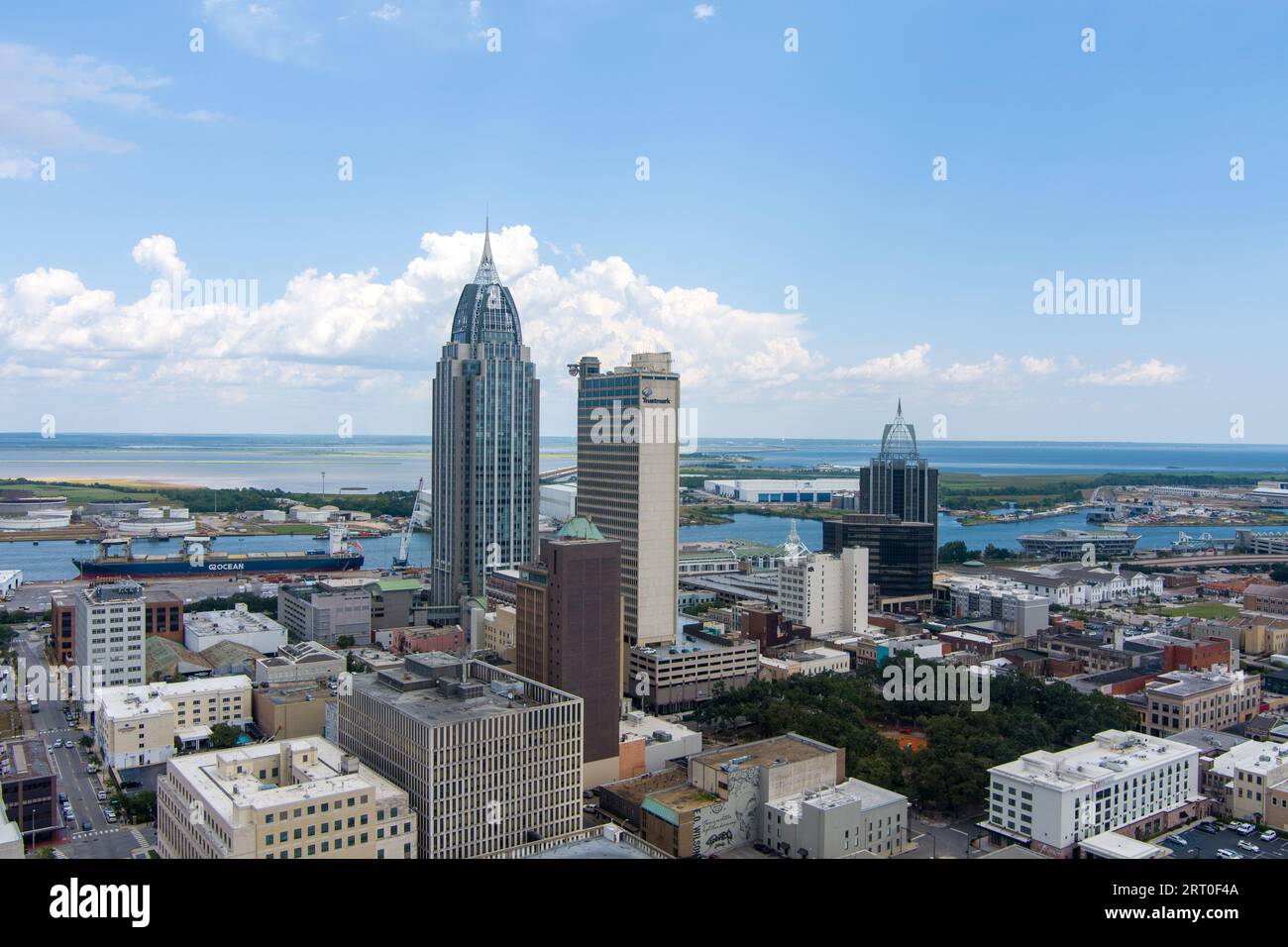 Aerial view of the downtown Mobile, Alabama waterfront skyline Stock ...