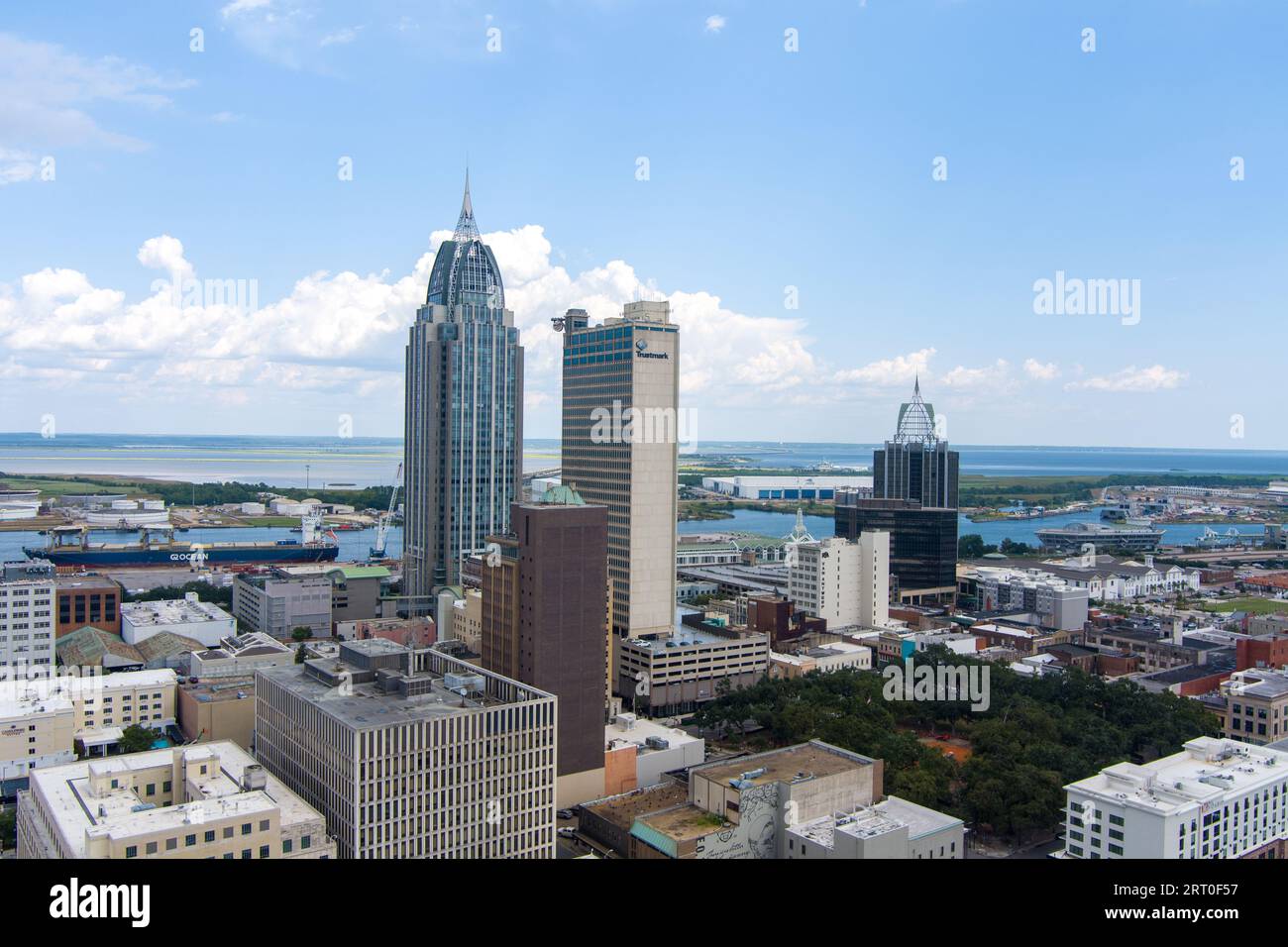 Aerial view of the downtown Mobile, Alabama waterfront skyline Stock ...
