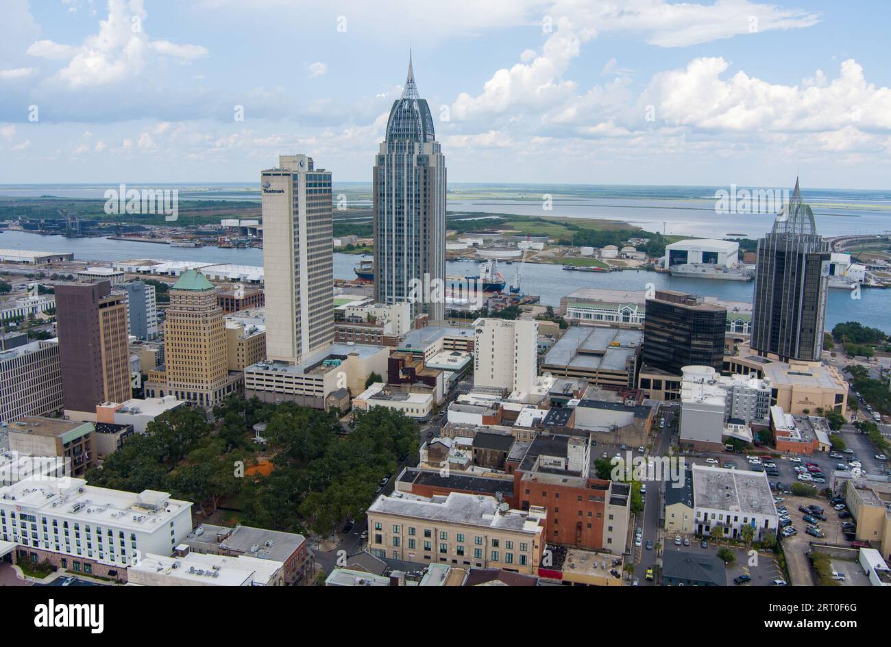 Aerial view of the downtown Mobile, Alabama waterfront skyline Stock ...