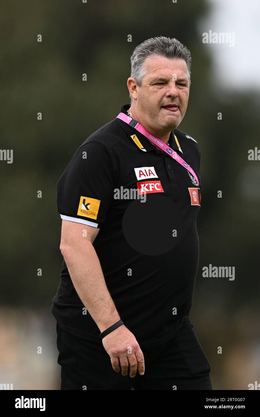Melbourne, Australia. 10th Sep, 2023. Collingwood coach Stephen Symonds ...