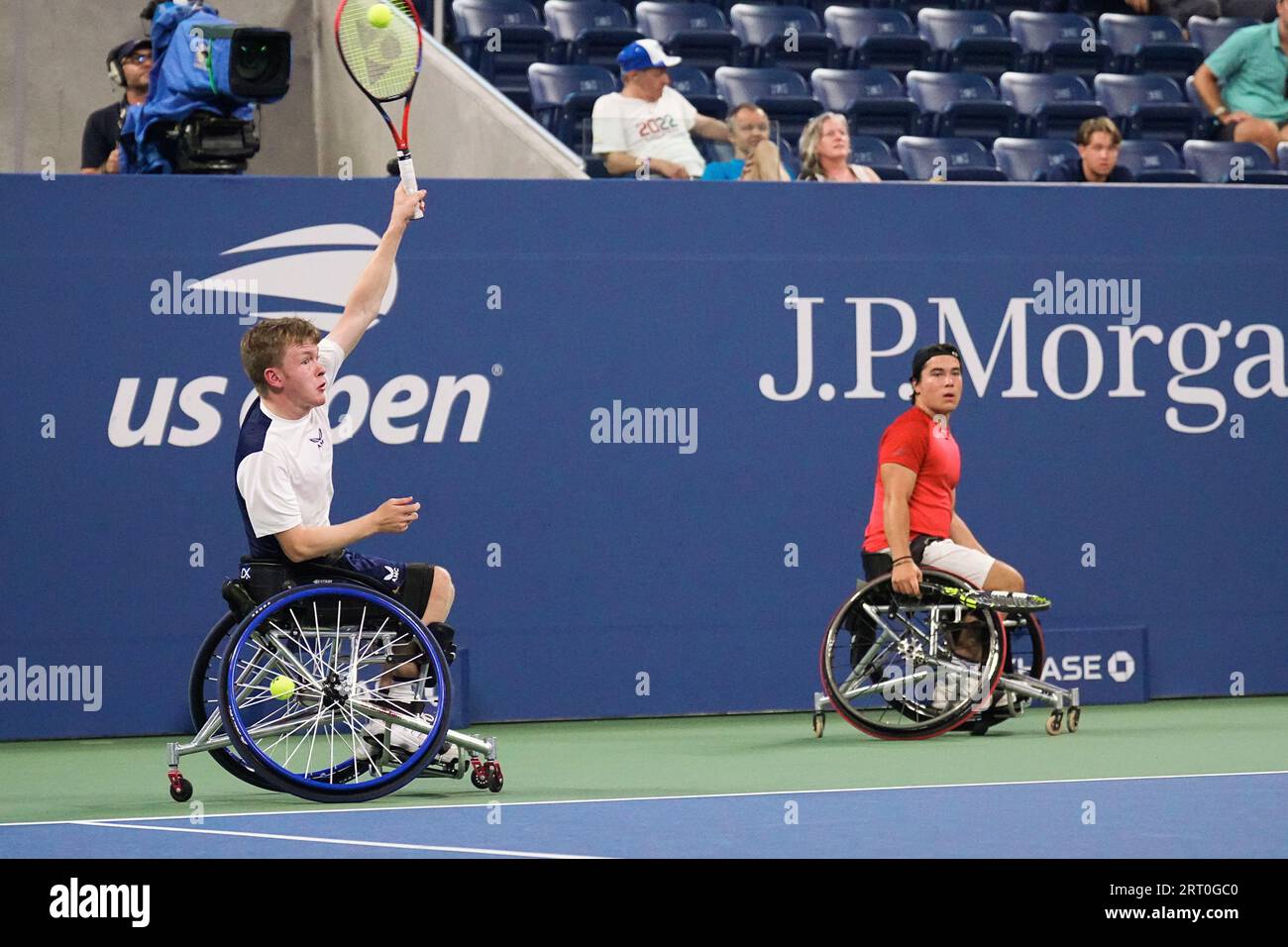 Joshua Johns and Dahnon Ward in action during a junior wheelchair boys ...