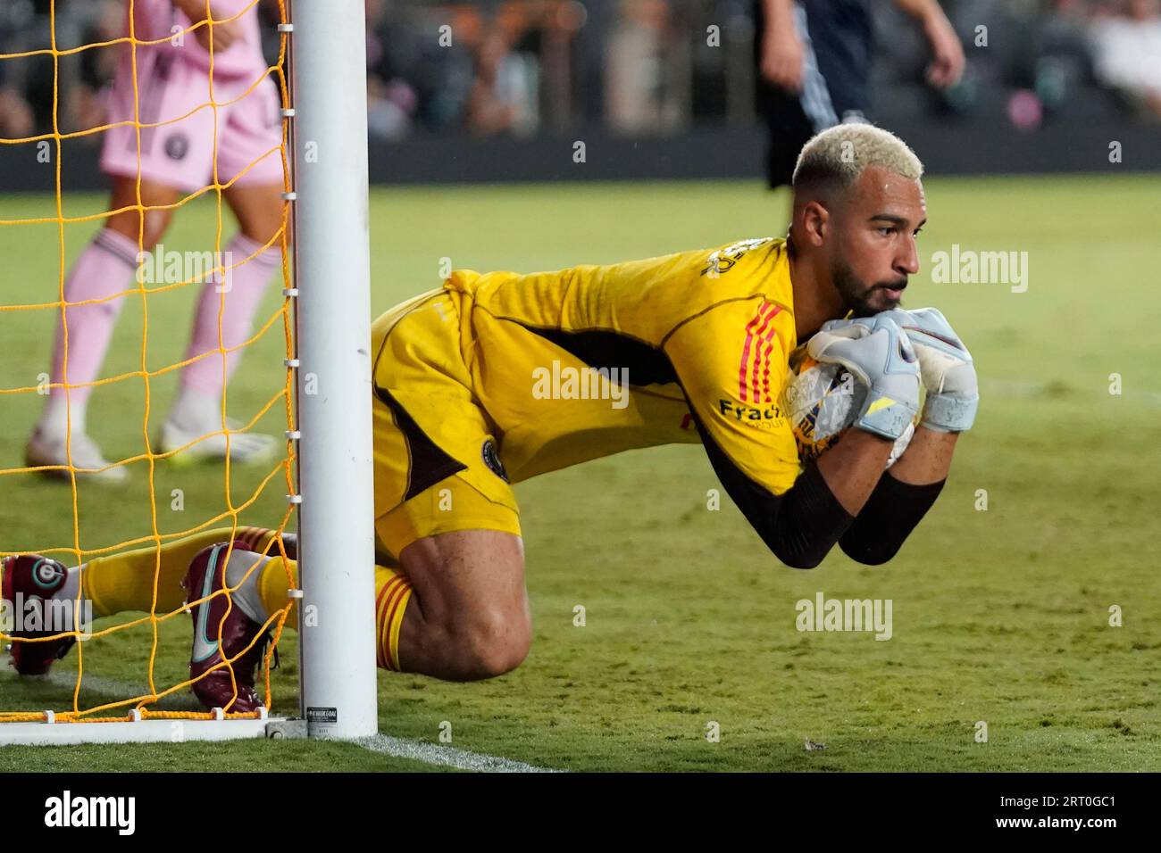 Inter Miami goalkeeper Drake Callender makes a save during the second ...
