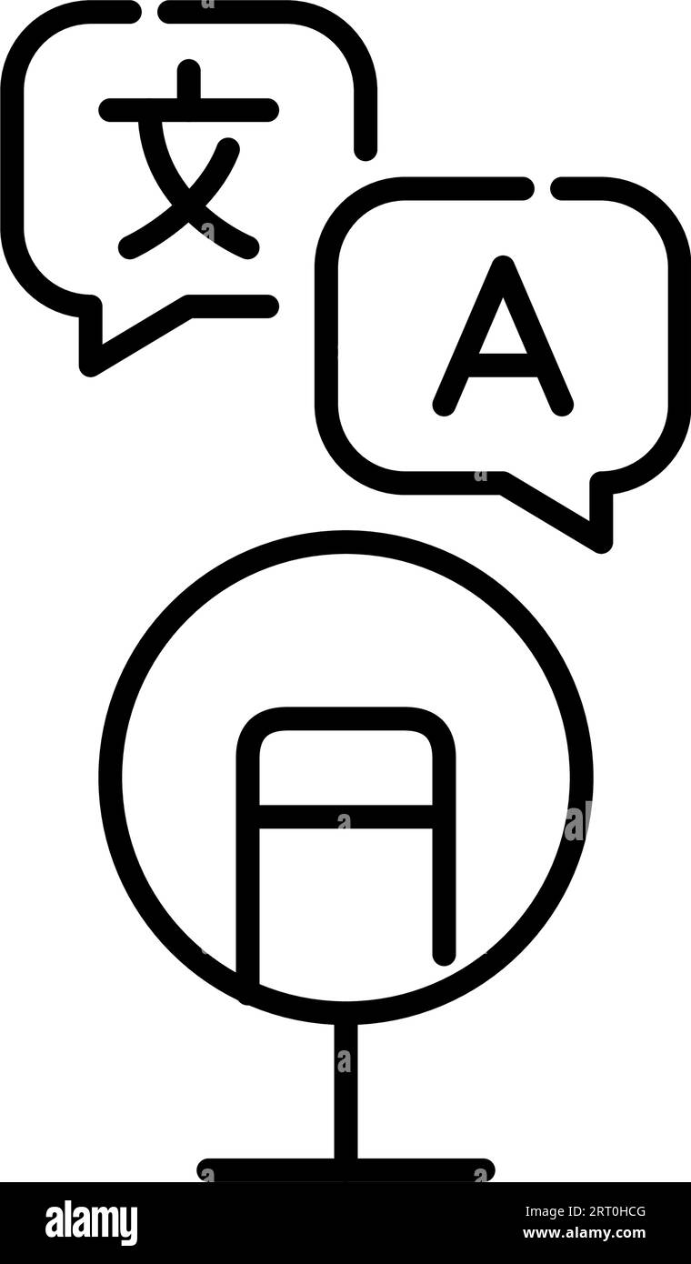 Language interpreting services. Podcast studio microphone and messages ...