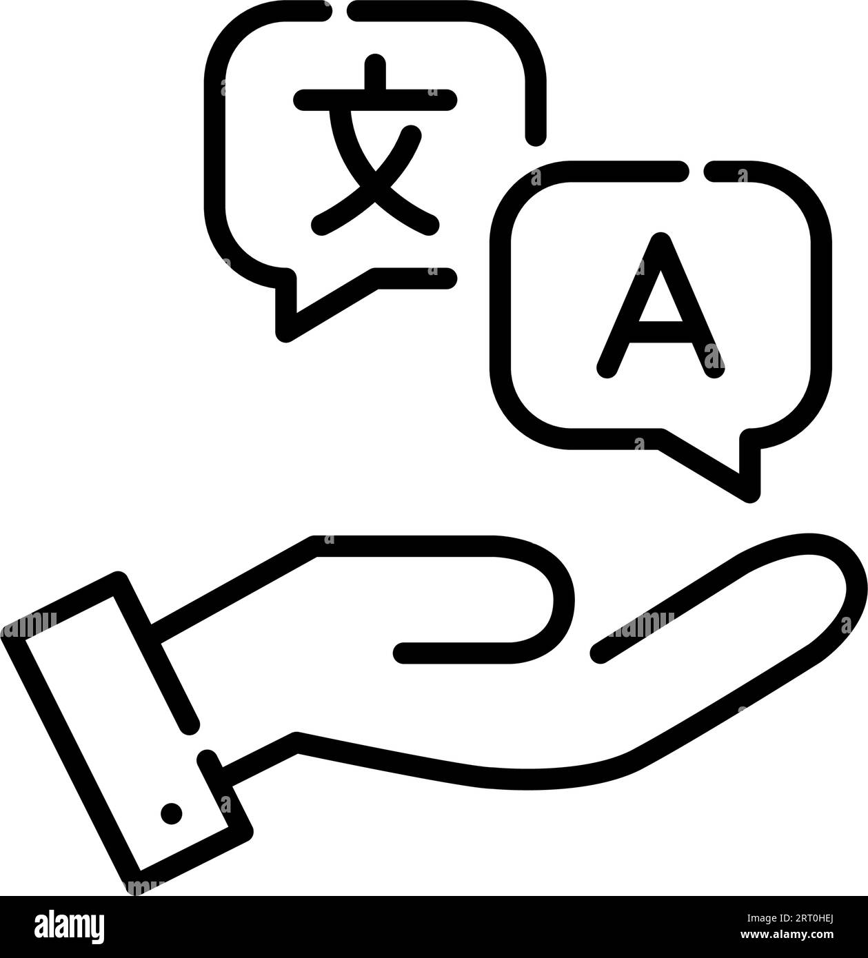 Hand holding speech bubbles with translation symbols. Pixel perfect ...