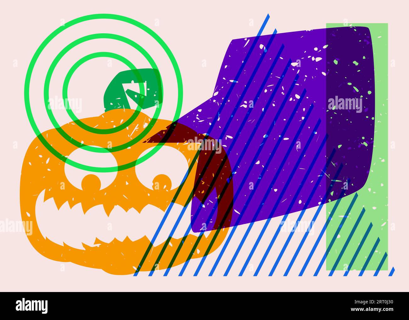 Halloween riso graph poster with Jack O' Lantern, speech bubble and ...