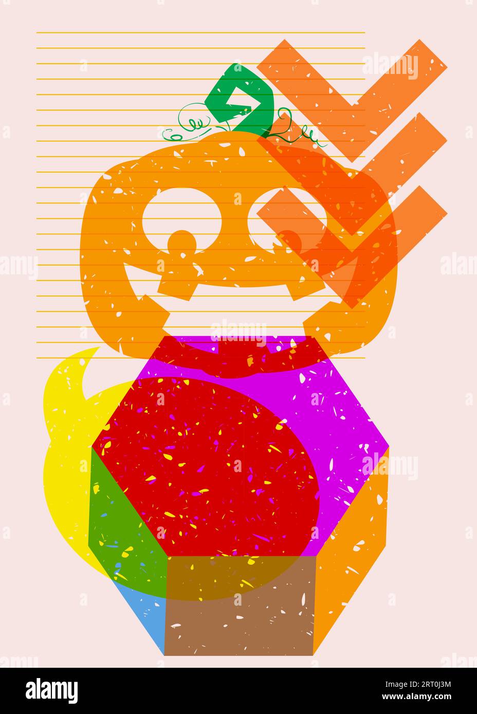 Halloween riso graph poster with Jack O' Lantern, speech bubble and ...