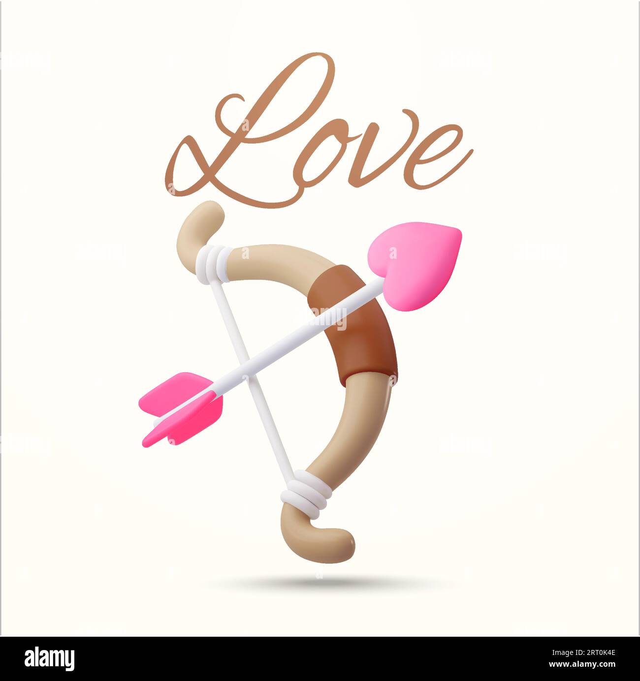 3d love bow and arrow icon, isolated on white background. Love angle ...