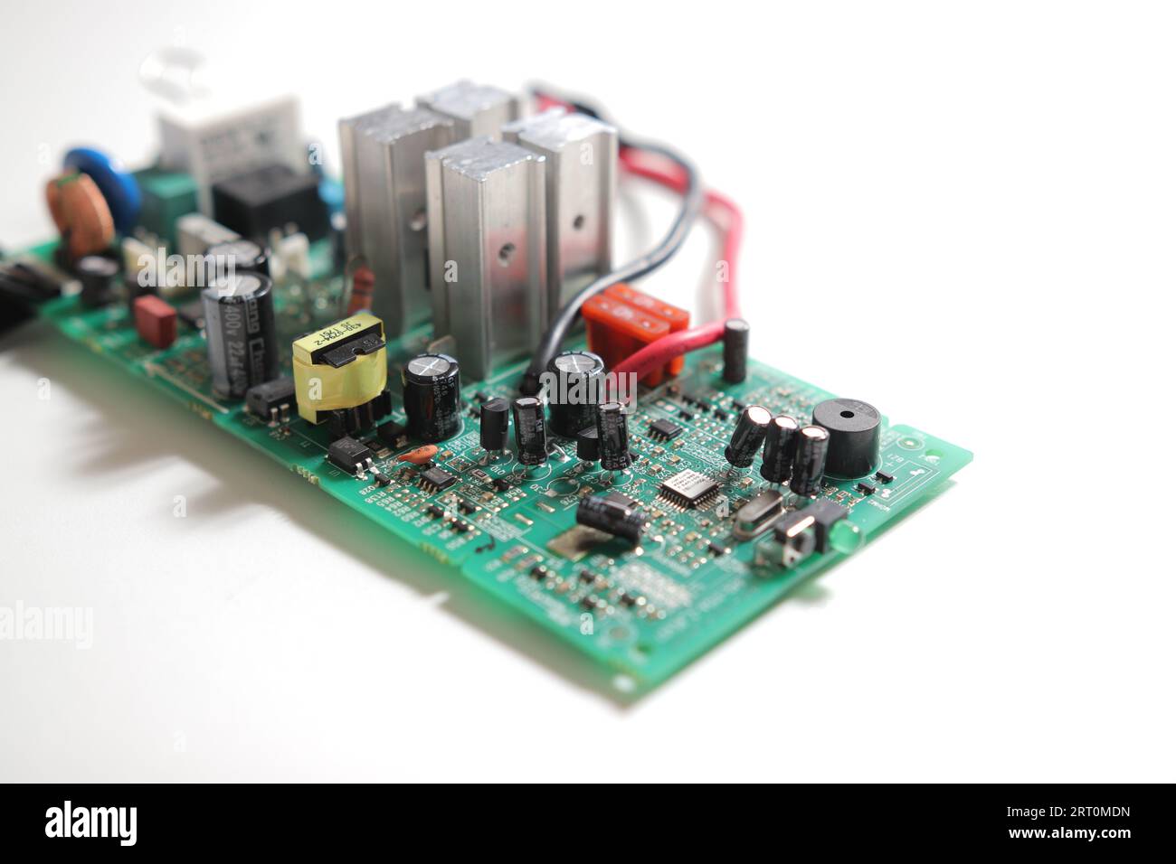 Power Supply modern printed-circuit board with electronic components ...