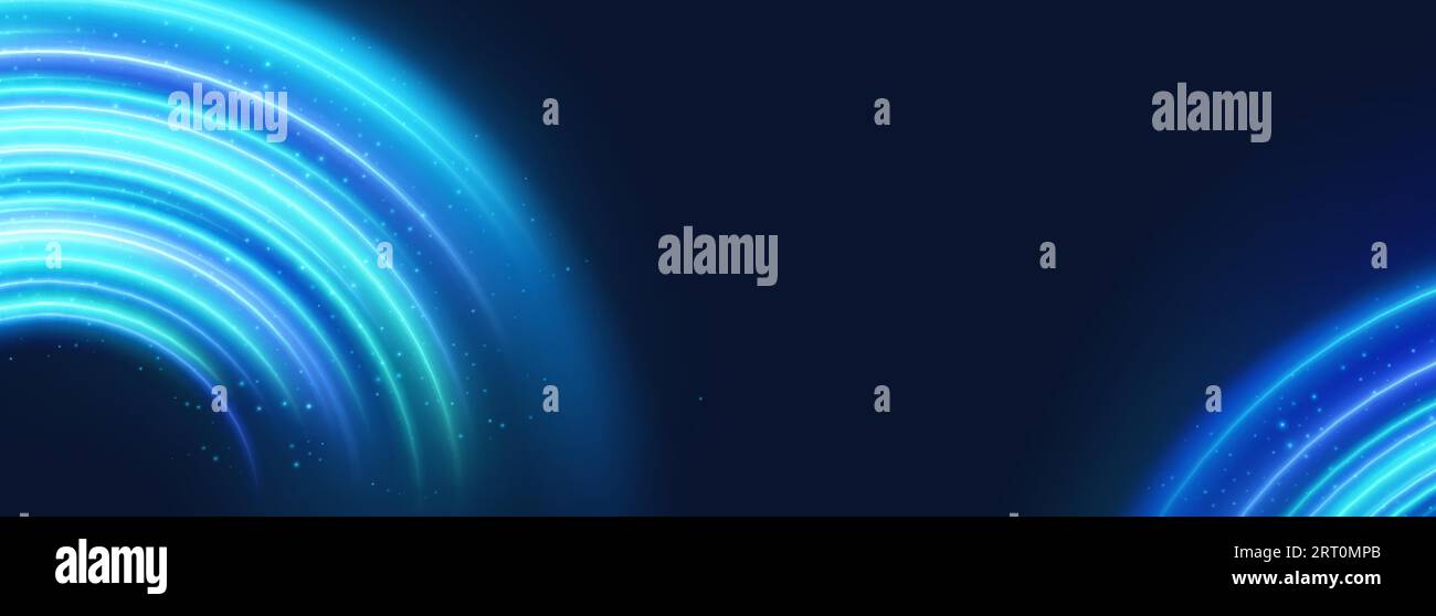 Blue planet ring neon light effect with circle line sparkle. Digital ...