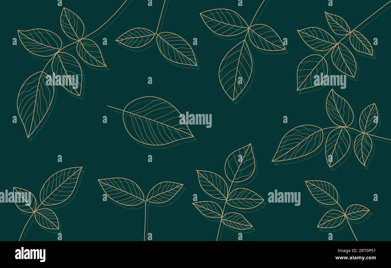 Leaves background pattern luxury tropical leaf golden lines abstract ...