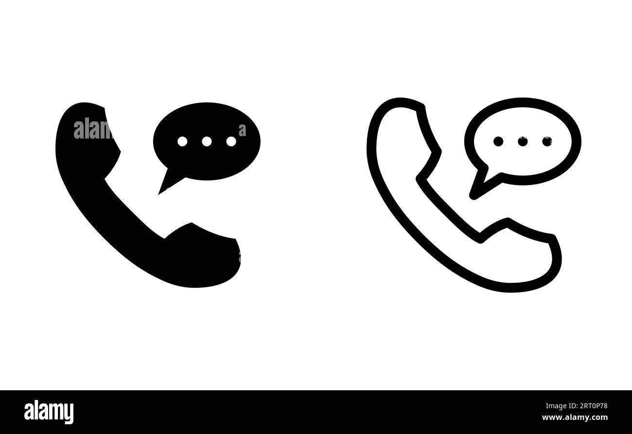 Phone call with speech bubble icons. Bold and line icon Stock Vector ...