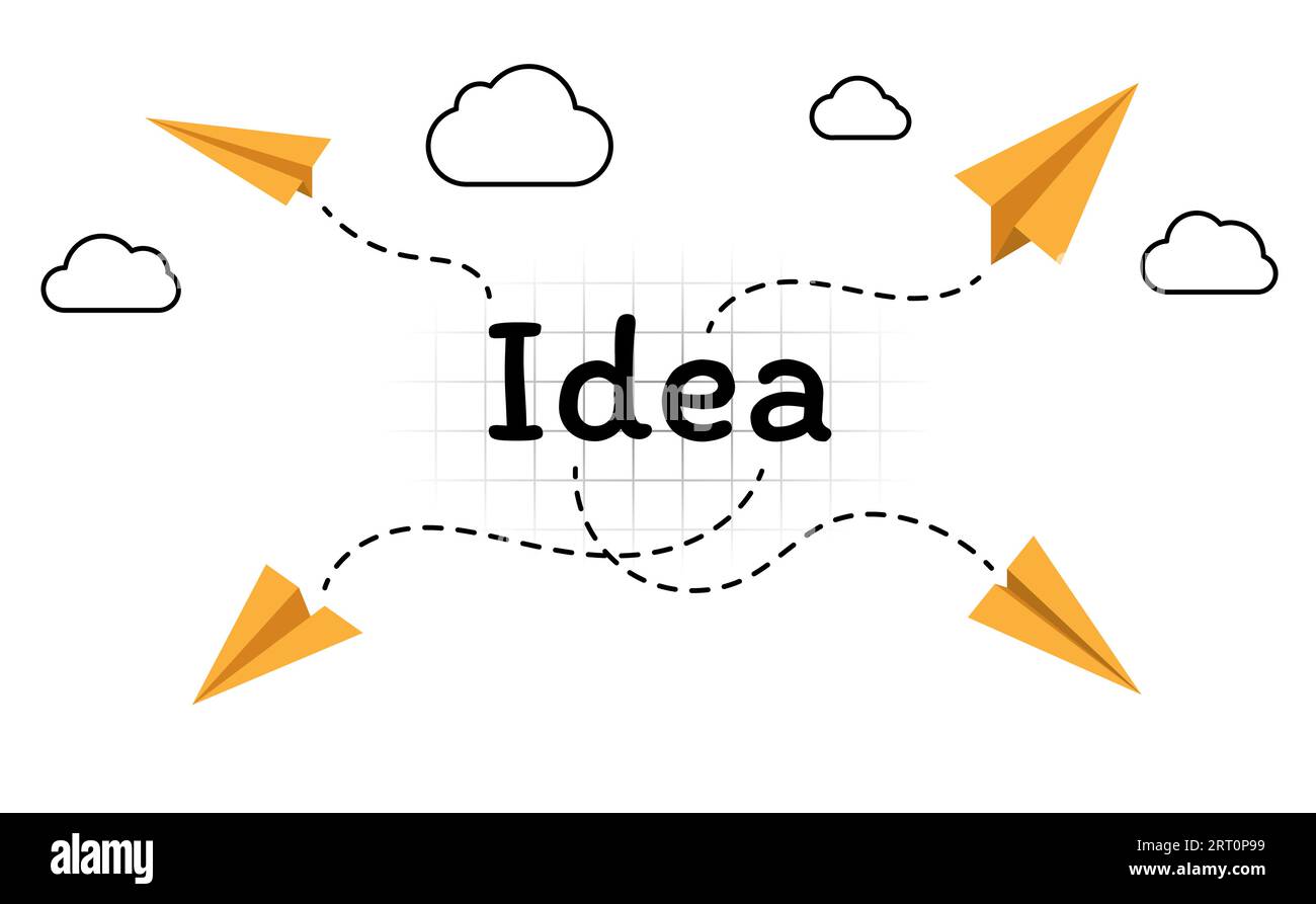 School ideas innovation flying paper airplane grid graph background ...