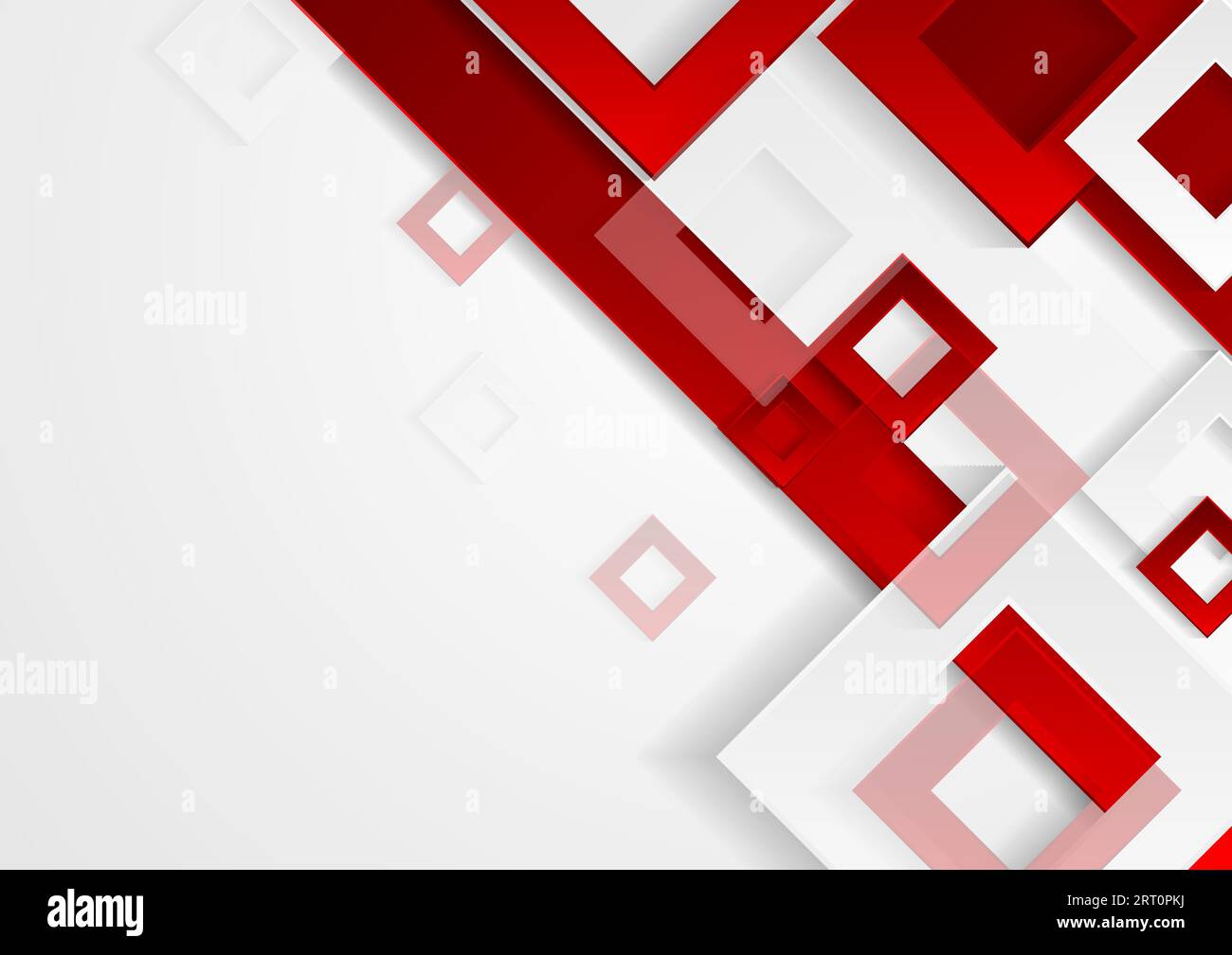 Minimal grey and red squares. Abstract technology corporate design. Futuristic geometric ...