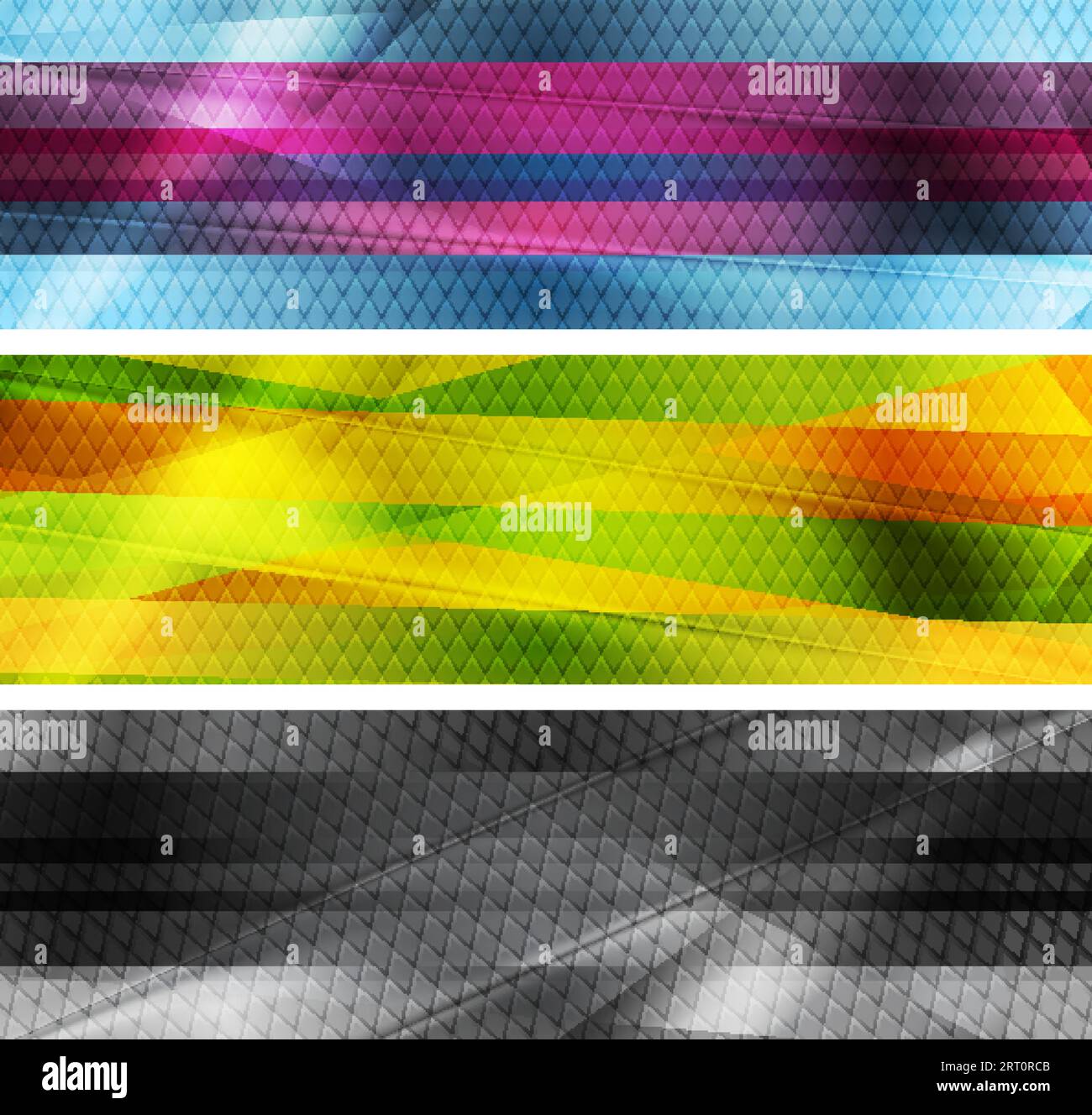 Colorful abstract banners design with glossy stripes. Vibrant tech ...