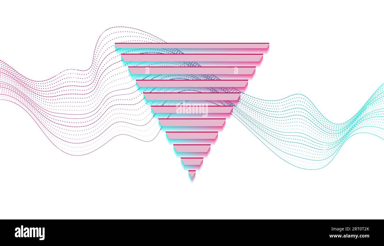 Abstract retro background with dotted lines waves and triangle. Vector ...