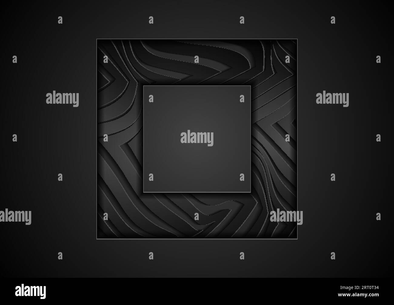 Black technology square frame with waves pattern texture. Tech papercut ...