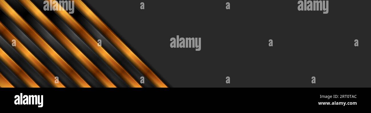 Abstract black and bronze technology web banner design with diagonal ...