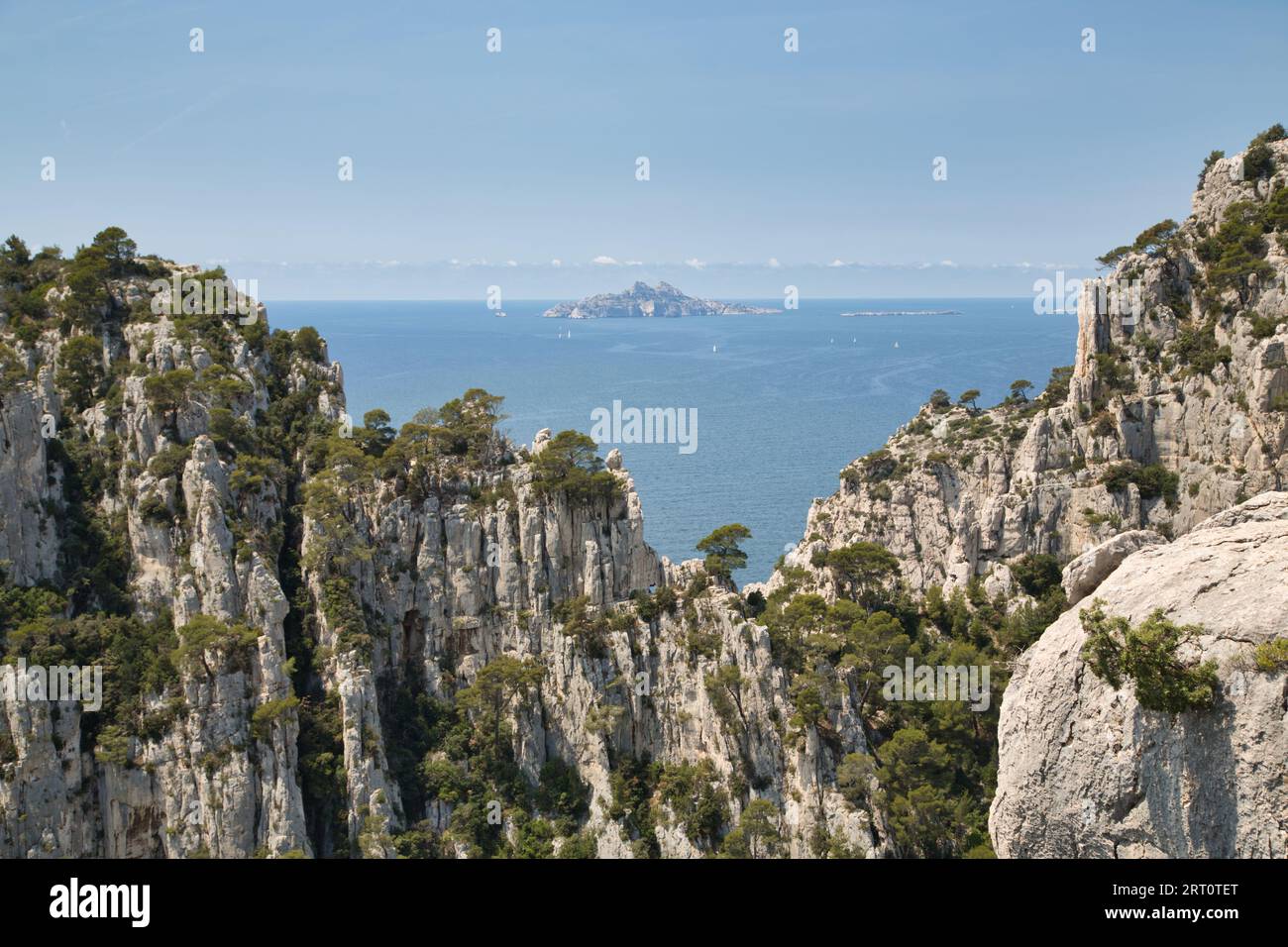 the calanques (france) with their impressive rocks, plants and crystal ...