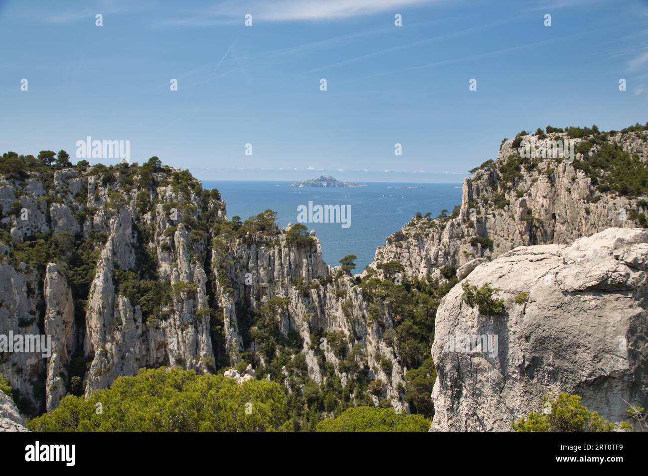 the calanques (france) with their impressive rocks, plants and crystal ...