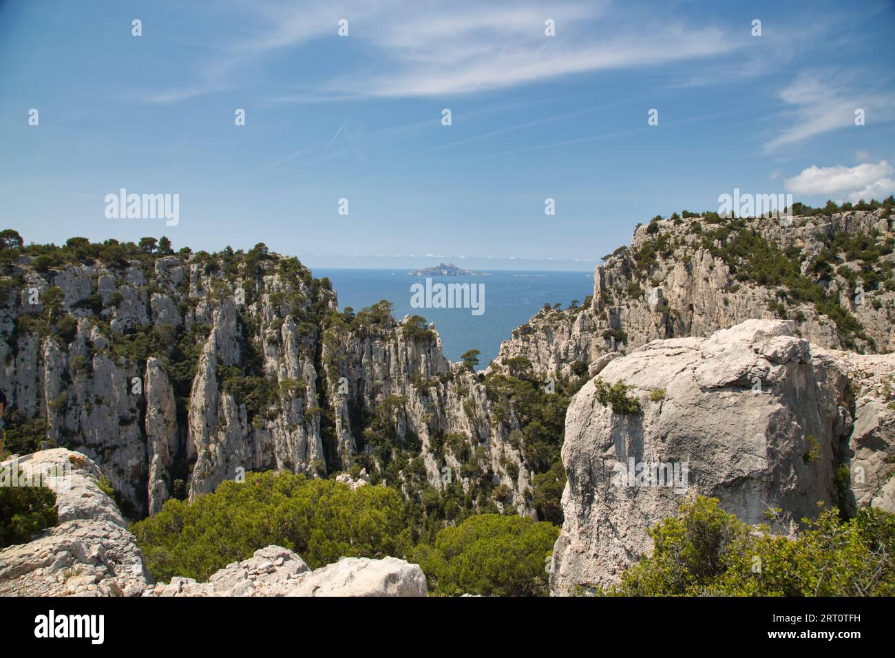 the calanques (france) with their impressive rocks, plants and crystal ...