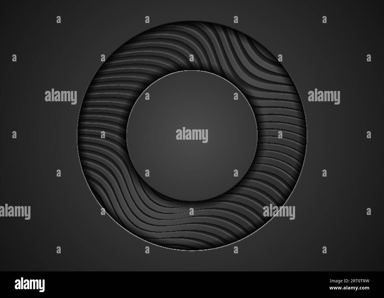 Black technology circle with waves pattern texture. Tech papercut ...