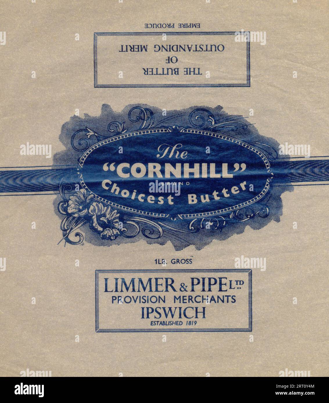 Paper butter wrapper advertising Cornhill Brand Choicest Butter, from ...
