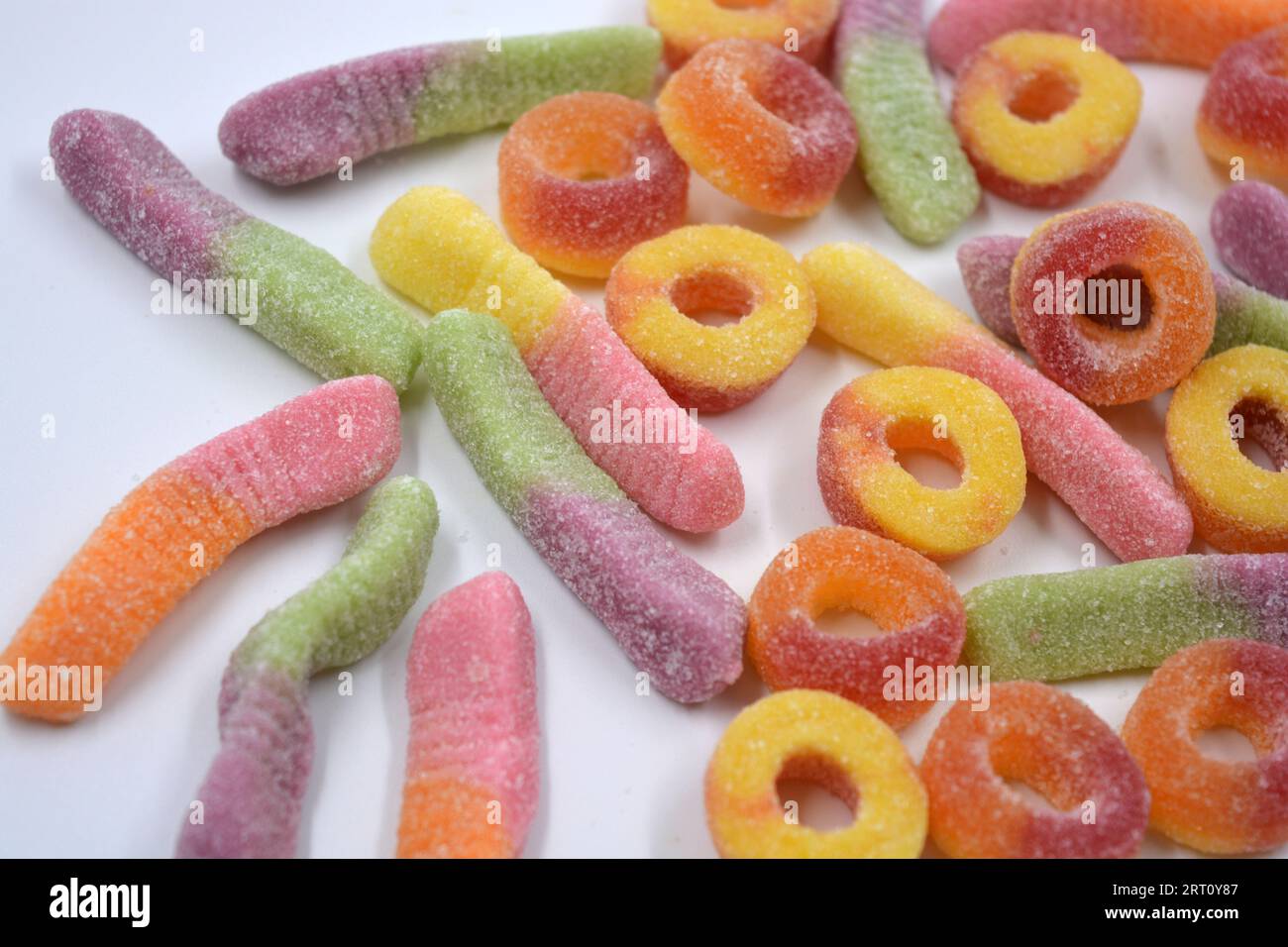 Beautiful and bright colored sweets of children's candies in the form ...