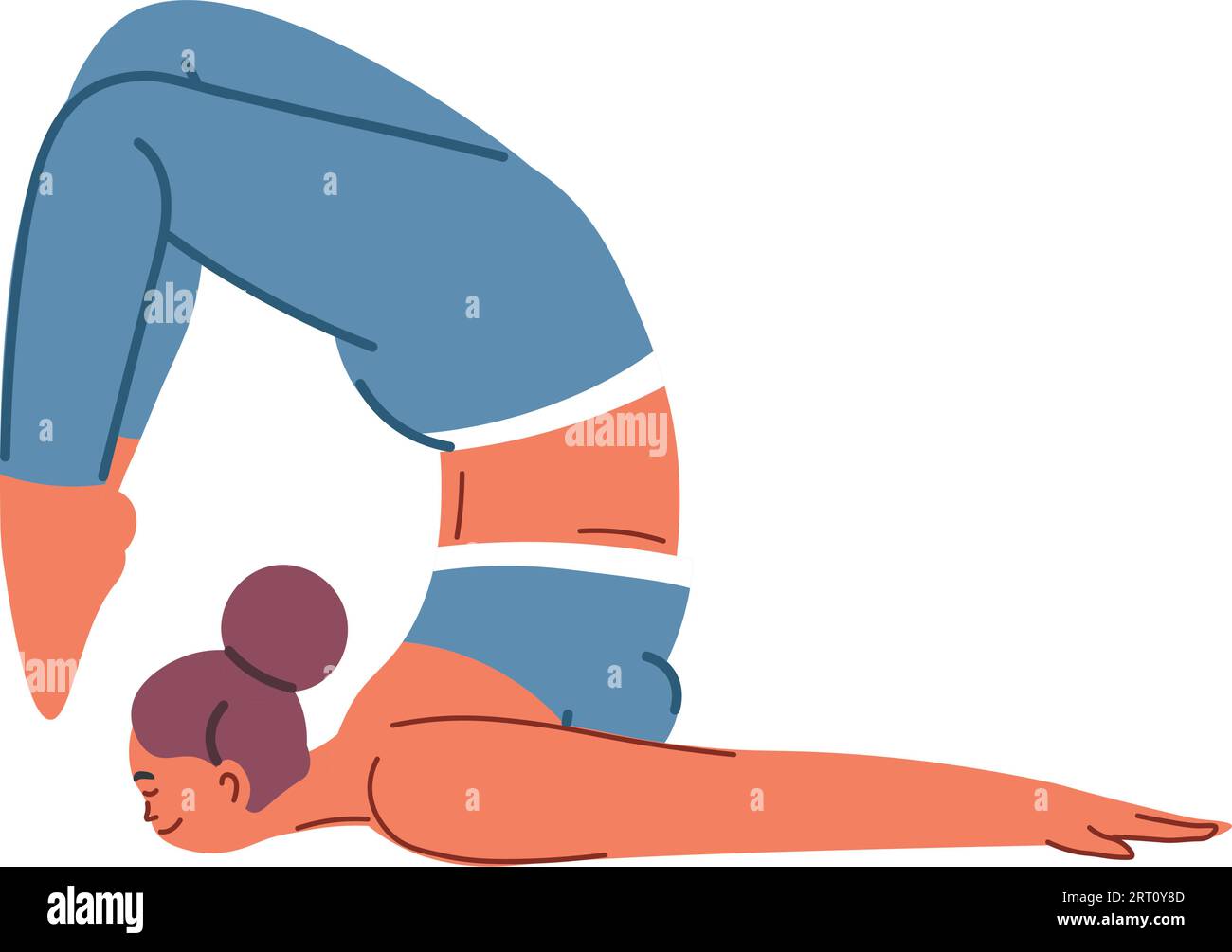 Keeping fit with asana poses and exercises, isolated woman making ...