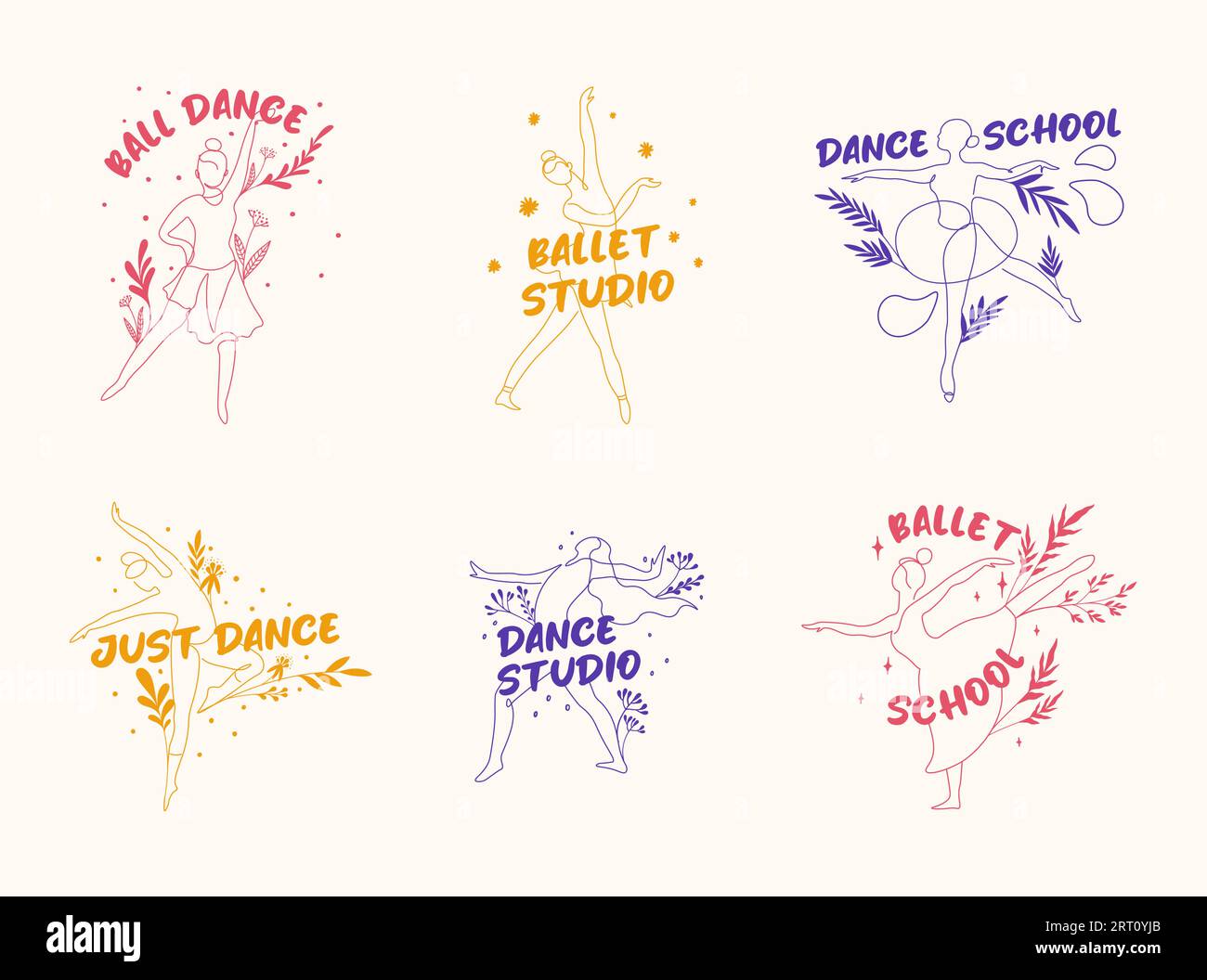 Sticker tag set for ballet studio identity. Label design collection ...