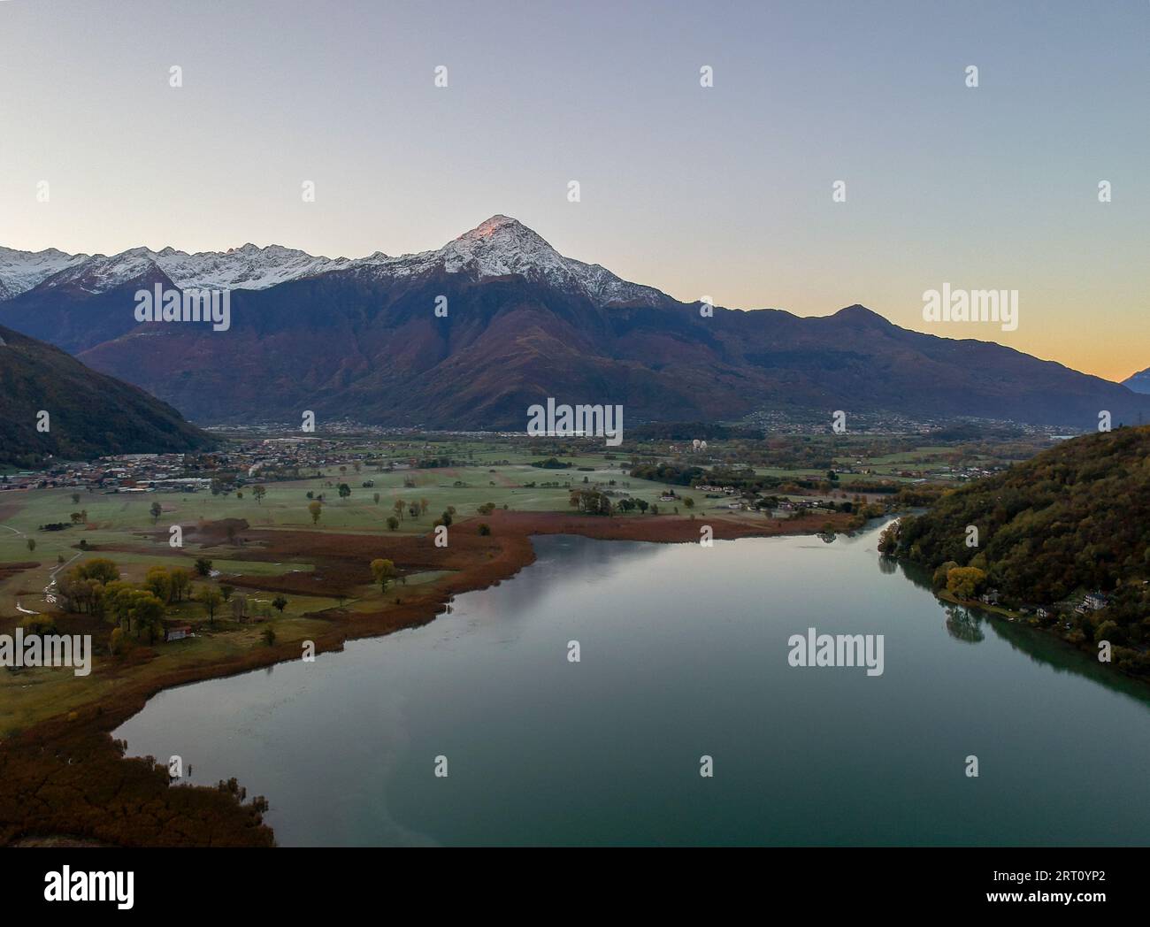 Panoramic view of Lake Como, Aerial view, Autumn, europe Stock Photo ...