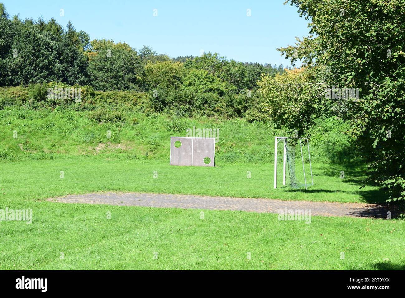 Soccer field goals trees hi-res stock photography and images - Alamy