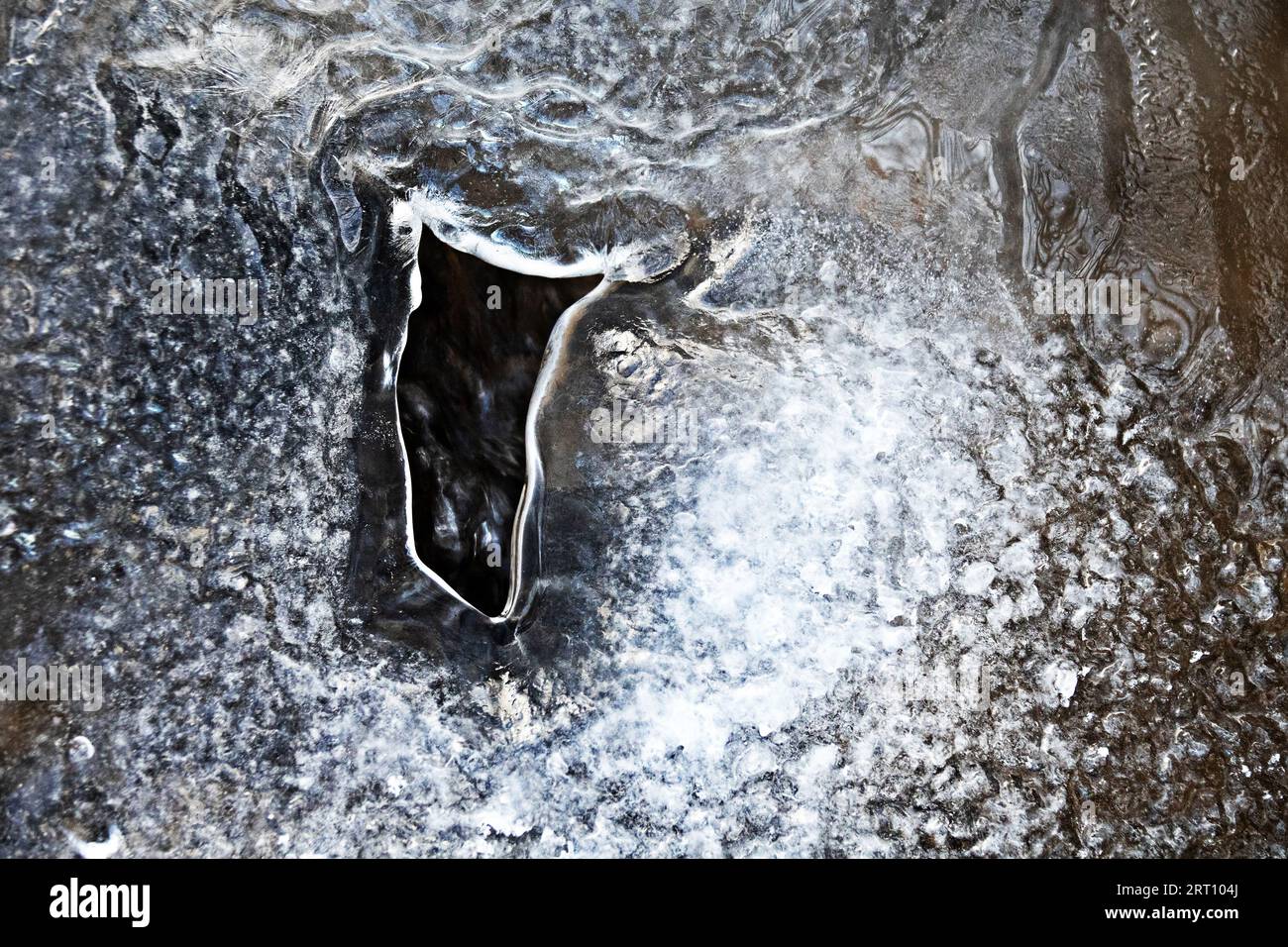 Thawing in the ice. Like a hole in a cold hell Stock Photo - Alamy