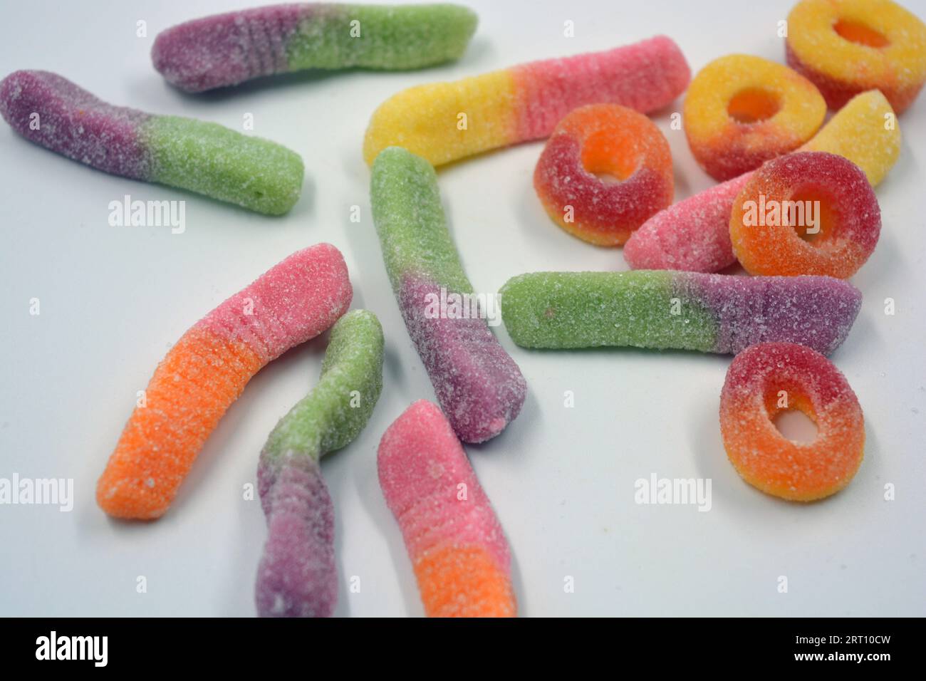 Beautiful and bright colored sweets of children's candies in the form ...