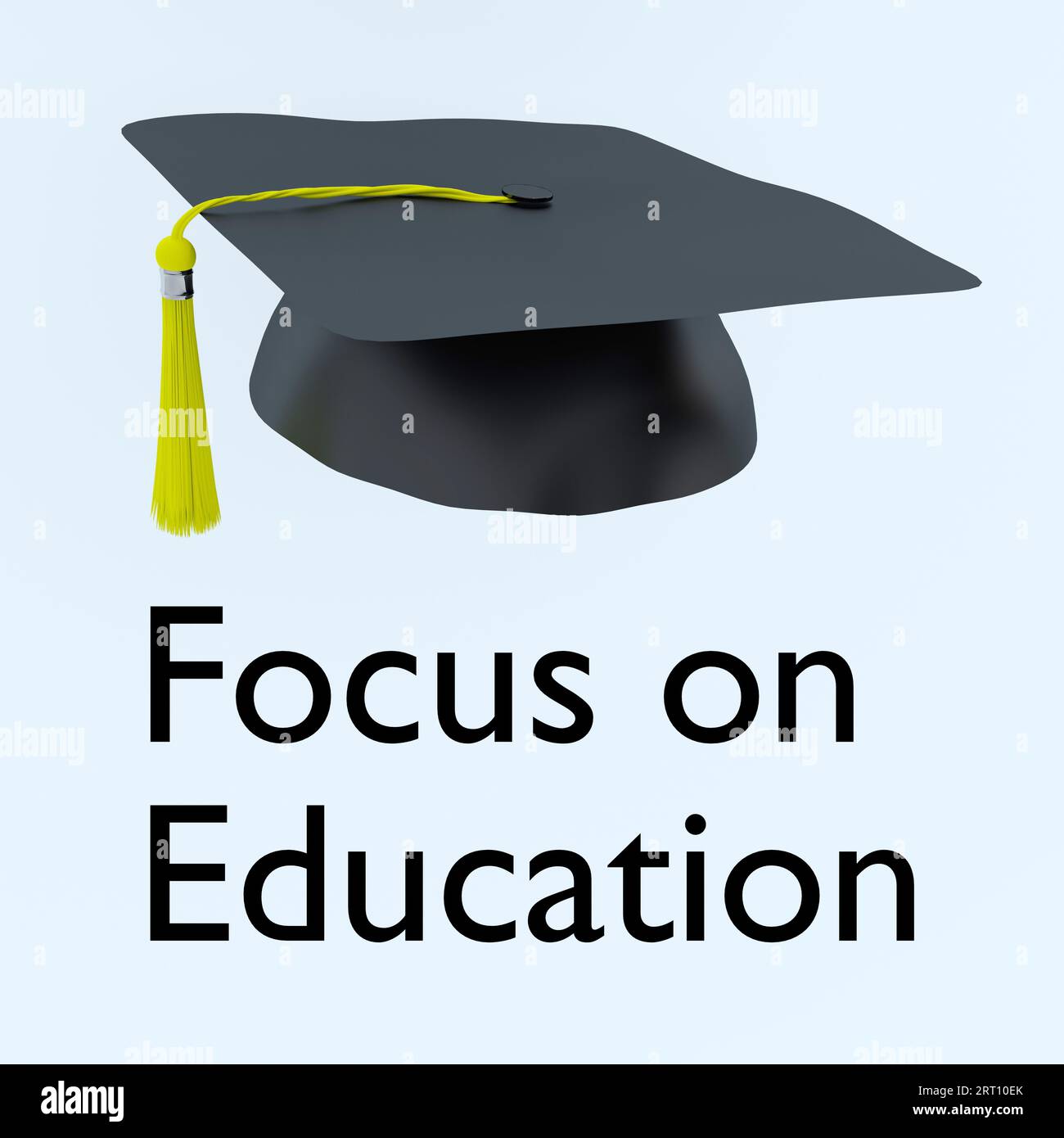 3D illustration of Focus on Education statement under a graduation hat ...