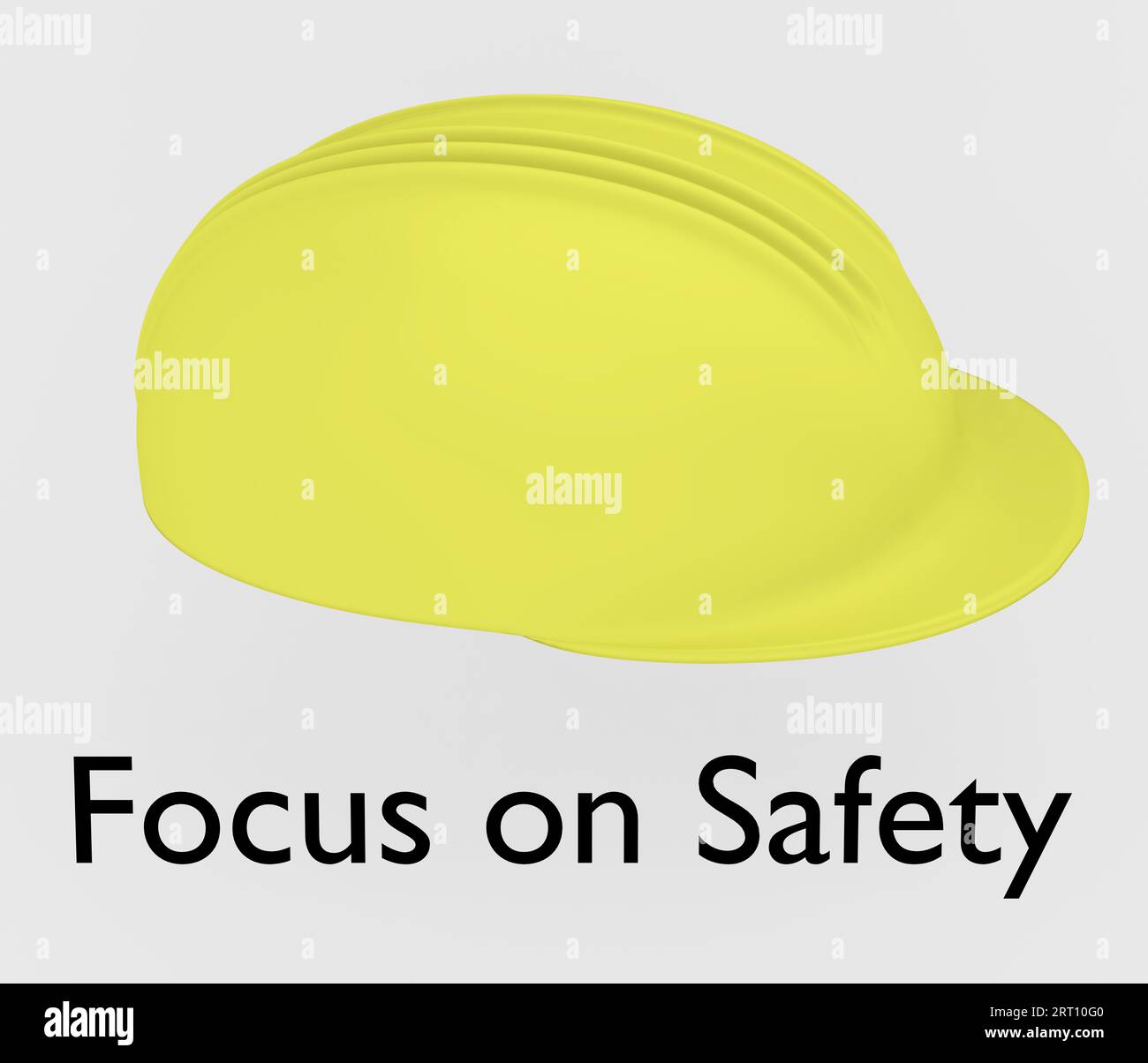 3d illustration of a yellow safety helmet, titled as Focus on Safety ...