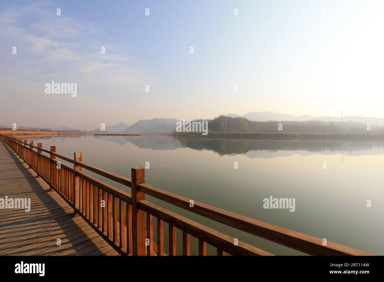 The wooden viewing platform is in the park Stock Photo - Alamy