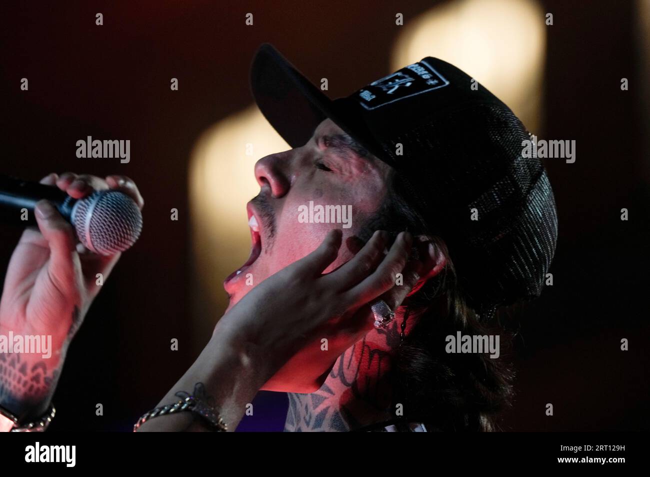 Mexican singer Natanael Cano performs during the first day of the Arre ...