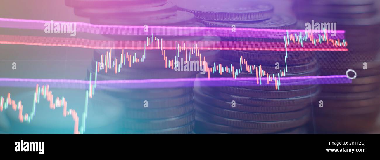 Abstract financial trading graphs on monitor. analysis on the monitor ...