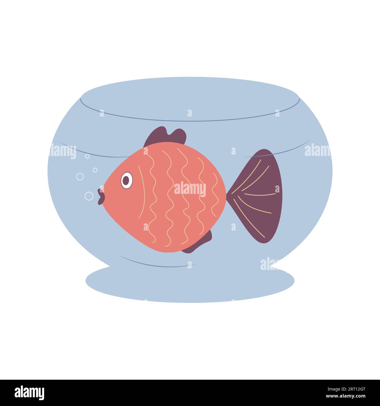 Painted pets - pink aquarium fish, round aquarium. Design of a banner ...