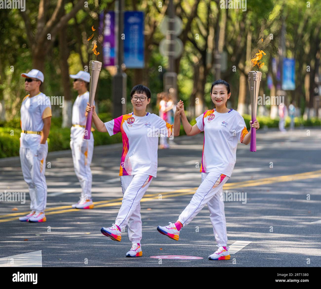 Jiaxing, China's Zhejiang Province. 10th Sep, 2023. Torch bearers Chen ...