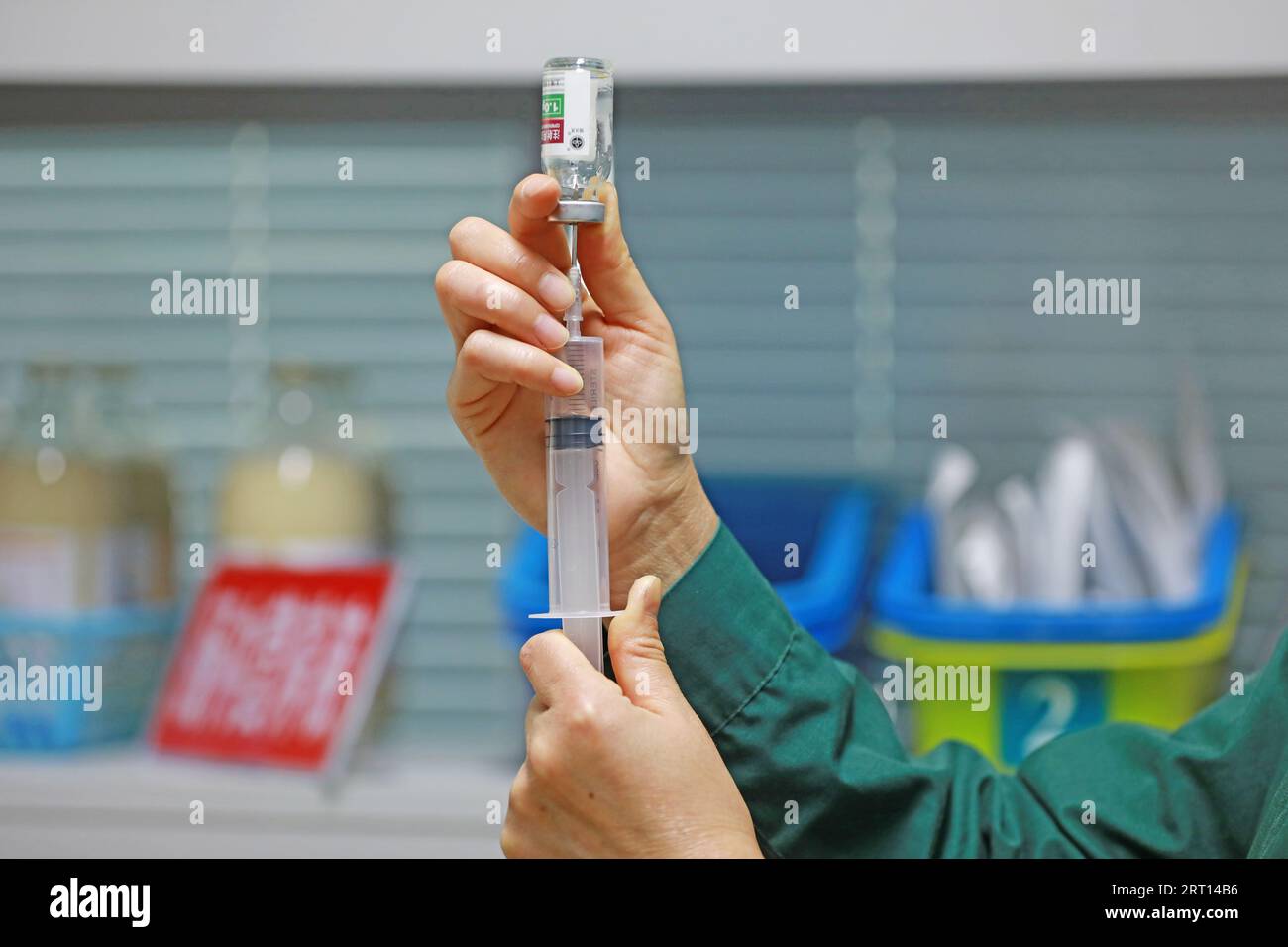 LUANNAN COUNTY, Hebei Province, China - May 11, 2020: A female nurse ...
