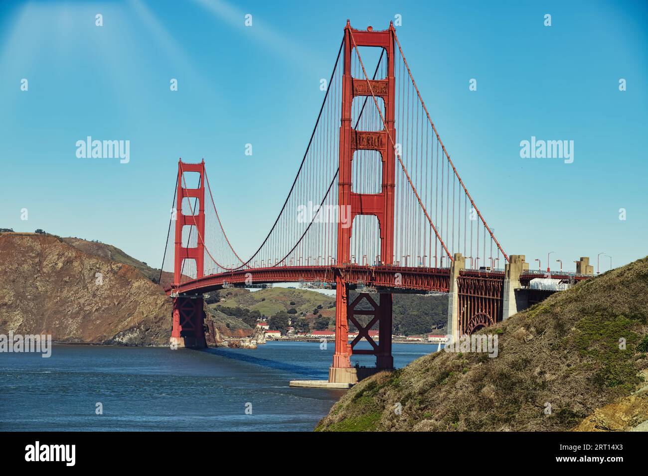 Golden Gate Bridge Bathed in Sunlight Stock Photo - Alamy