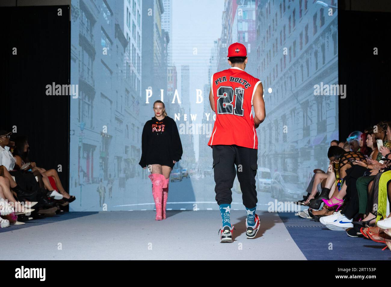 New York, USA. 09th Sep, 2023. A model walks the runway at the Pia ...