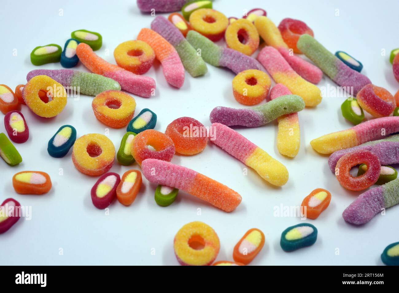 Beautiful and bright colored sweets of children's candies in the form ...