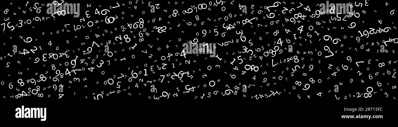 Falling numbers, big data concept. Binary white messy flying digits ...