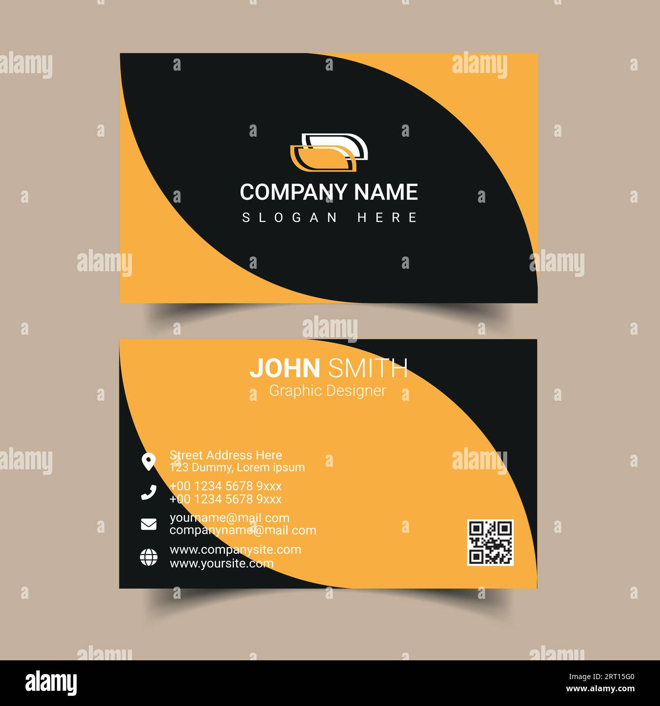 Professional business card design template for company or business. Two ...